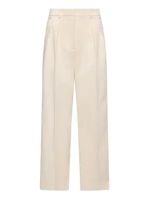 Moncler Cotton Gabardine Wide-leg Tailored Pants - White