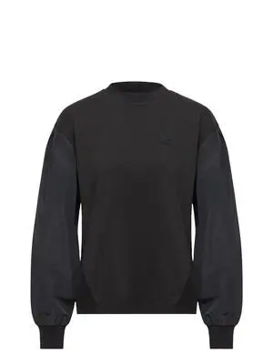 Moncler Pleated Sleeve Cotton Jersey Sweatshirt - Black