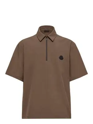 Moncler Logo Short Sleeve Half-zip Shirt - Brown