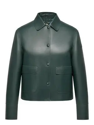 Moncler Haricot 3-in-1 Leather Down Shirt Jacket - Green