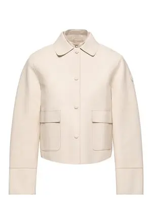 Moncler Haricot 3-in-1 Leather Down Shirt Jacket - White