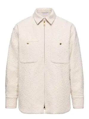 Moncler Cotton Blend Bouclé Down Shirt Jacket - White