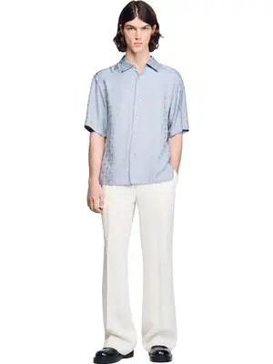 Sandro Square Cross Loose-fit Shirt - Chambray