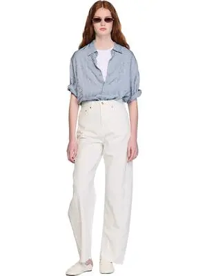 Sandro Square Cross Loose-fit Shirt - Chambray