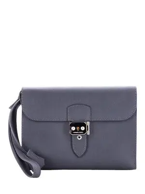 Hermès 24 Sac A Depeches Wristlet Pouch Epsom Gray