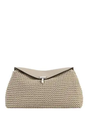 TOTEME T-lock Woven Convertible Clutch - Light Beige