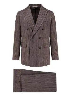 Tagliatore Doublebreasted Linen Blend Suit - Brown