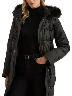 Ralph Lauren Faux Fur Hooded Jacket - Black