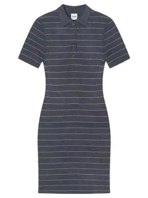 Nanushka Polo-neck Striped Mini Dress - Grey