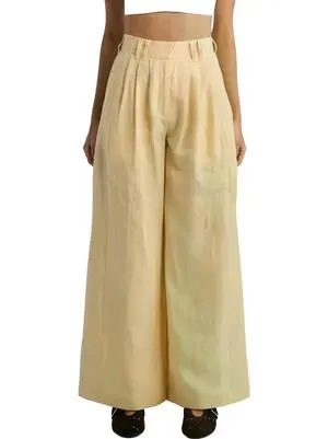 Posse Parker Pleated Palazzo Pants - Neutrals