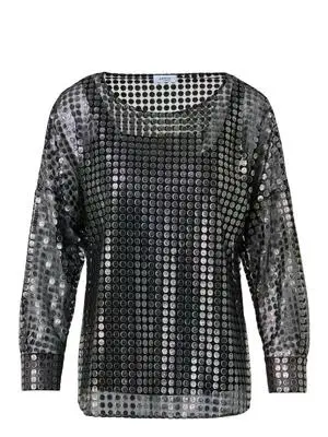 Akris Brushed Metallic Dot-embroidered Blouse - Grey