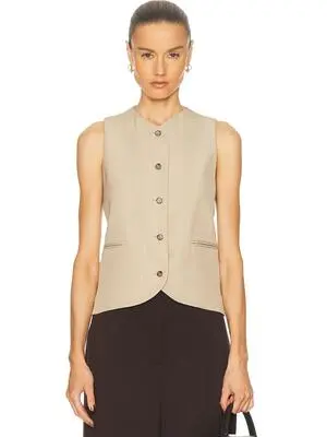Loulou De Saison Paco High Neck Tailored Vest - Beige