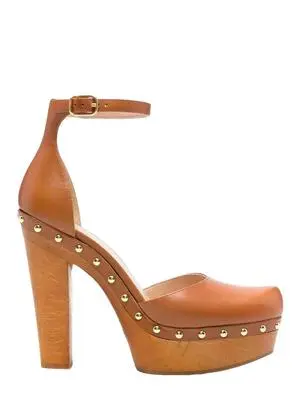 Chloé Lola Studded Heeled Pumps - Brown