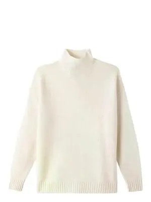 Eric Bompard Ample High-neck Sweater With Side Slits - Neutrals