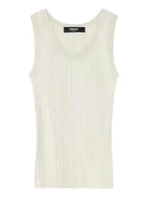 Versace Ribbed Sleeveless Tank Top - Neutrals