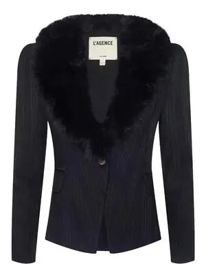 L'Agence Kaisley Fur-trim Blazer - Black