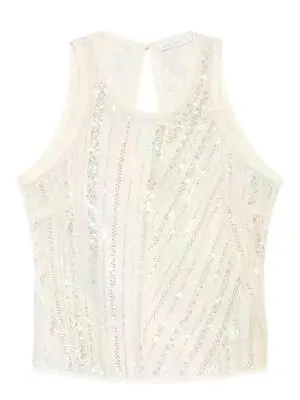 Patrizia Pepe Embroidered Sleeveless Top - Neutrals