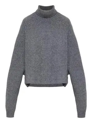 LISA YANG Roll-neck Fine Knit Sweater - Grey
