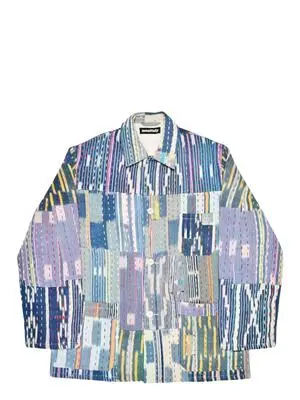 MONITALY Italian Jail Patchwork Overshirt - Blue