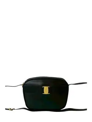 FERRAGAMO Leather Vara Crossbody Bag - Black