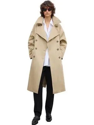 HOUSE OF DAGMAR Db Long Trenchcoat - Khaki Beige
