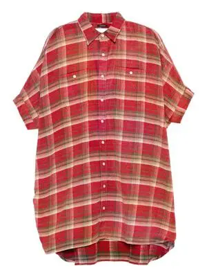 R13 Plaid Mini Shirt Dress - Red