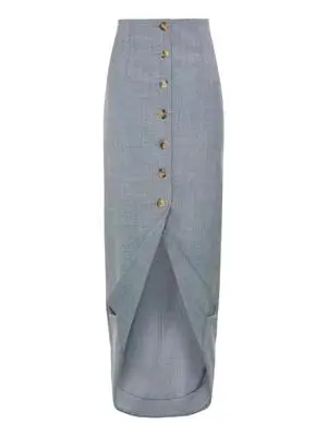 A.W.A.K.E. Mode Tailored Skirt With Button Detail - Grey