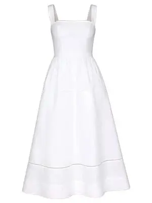 REFORMATION Petites Everett Square-neck Midi Dress - White
