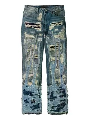 WHO DECIDES WAR BY EV BRAVADO Distressed Trousers - Blue