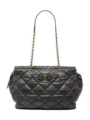 FERRAGAMO 2014 Large Quilted Nappa Vara Tote Bag - Black