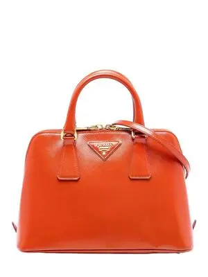 Prada Small Saffiano Vernice Promenade Satchel - Orange