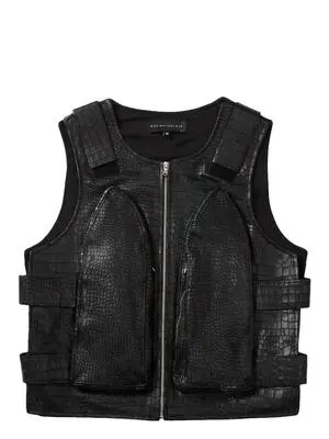WHO DECIDES WAR BY EV BRAVADO Embossed Zip-up Vest - Black