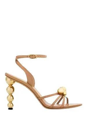FERRAGAMO Gold-tone Sphere Embellishment Stiletto Heel Sandals - Neutrals