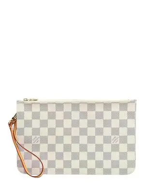 LOUIS VUITTON 2014 Damier Azur Neverfull Mm Pouch - White