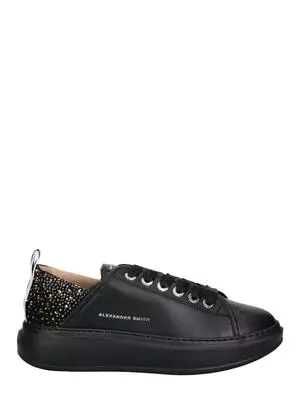 ALEXANDER SMITH Wembley Embellished Lace-up Sneakers - Black
