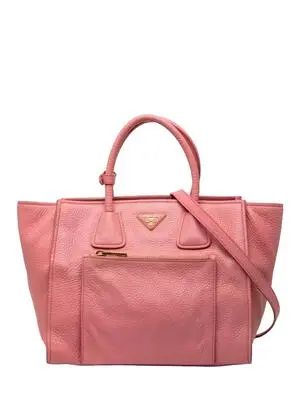 Prada Vitello Daino Shopping Tote Satchel - Pink