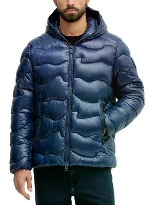 SAVE THE DUCK Hooded Quilted Jacket - Blue