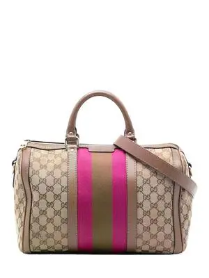 Gucci Gg Canvas Web Joy Boston Bag Satchel - Brown