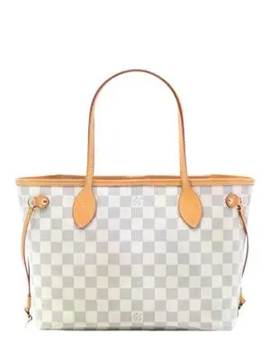 LOUIS VUITTON 2010 Damier Azur Neverfull Pm Tote Bag - White