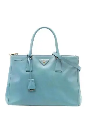 Prada 2010-2025 Medium Saffiano Lux Galleria Double Zip Satchel - Blue