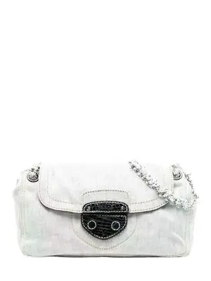 Prada 2000-2012 Denim Sound Lock Shoulder Bag - Grey