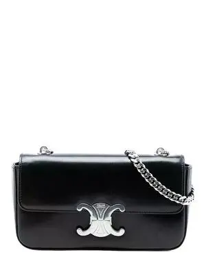 Celine Shiny Calfskin Triomphe Chain Box Bag - Black