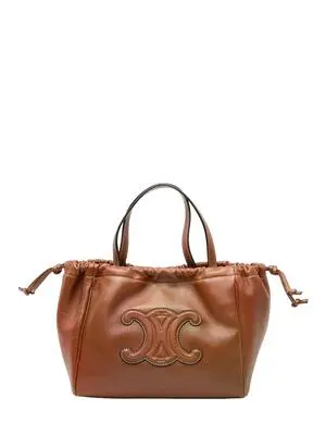 Celine 2023 Small Cuir Triomphe Cabas Drawstring Satchel - Brown