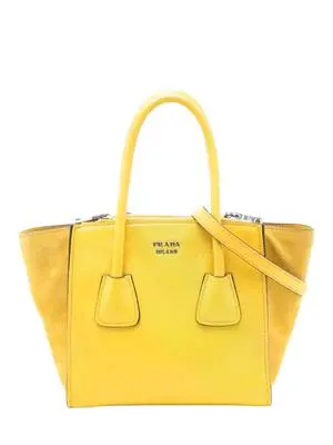 Prada Small Glace Calf Twin Pocket Satchel - Yellow