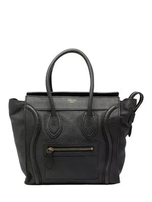 Celine 2011 Micro Drummed Calfskin Luggage Tote Bag - Black