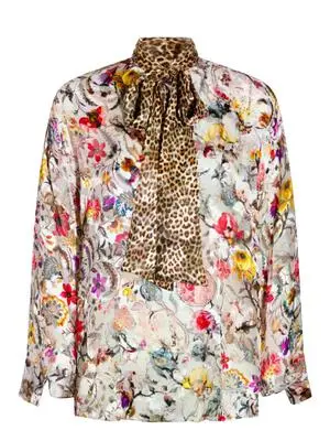 Roberto Cavalli Floral-print Blouse - Neutrals