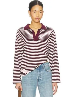 SNDYS Banks Polo Top - Cherry Stripe