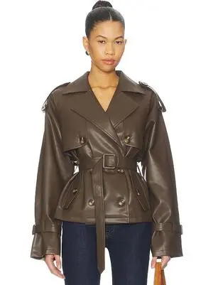 ALL THE WAYS Ahmeira Faux Leather Jacket - Brown