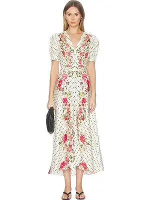 Saloni Lea Long Dress - Rouge Polka Dot