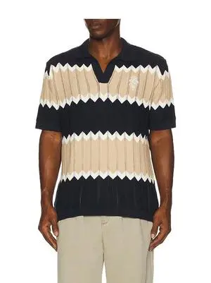 Agua Bendita Aron Polo Shirt In Stripes - Tan & Black
